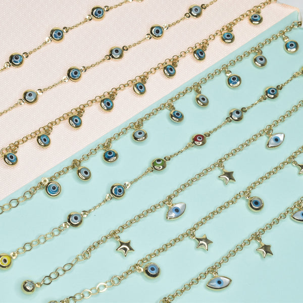 Dangling Stars And Evil eye Chain Bracelet – NIYA K