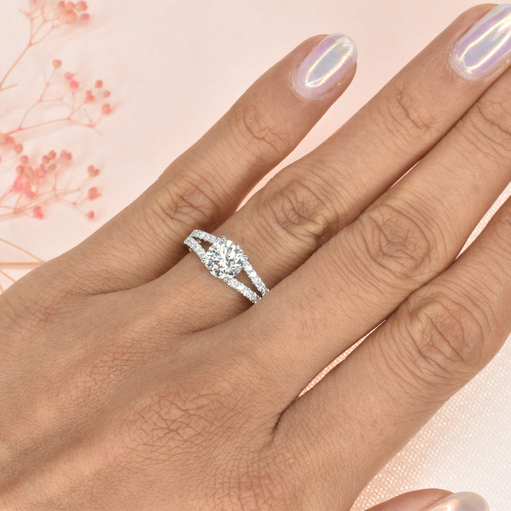 Round Diamond Ring With Split Shank Pave – NIYA K
