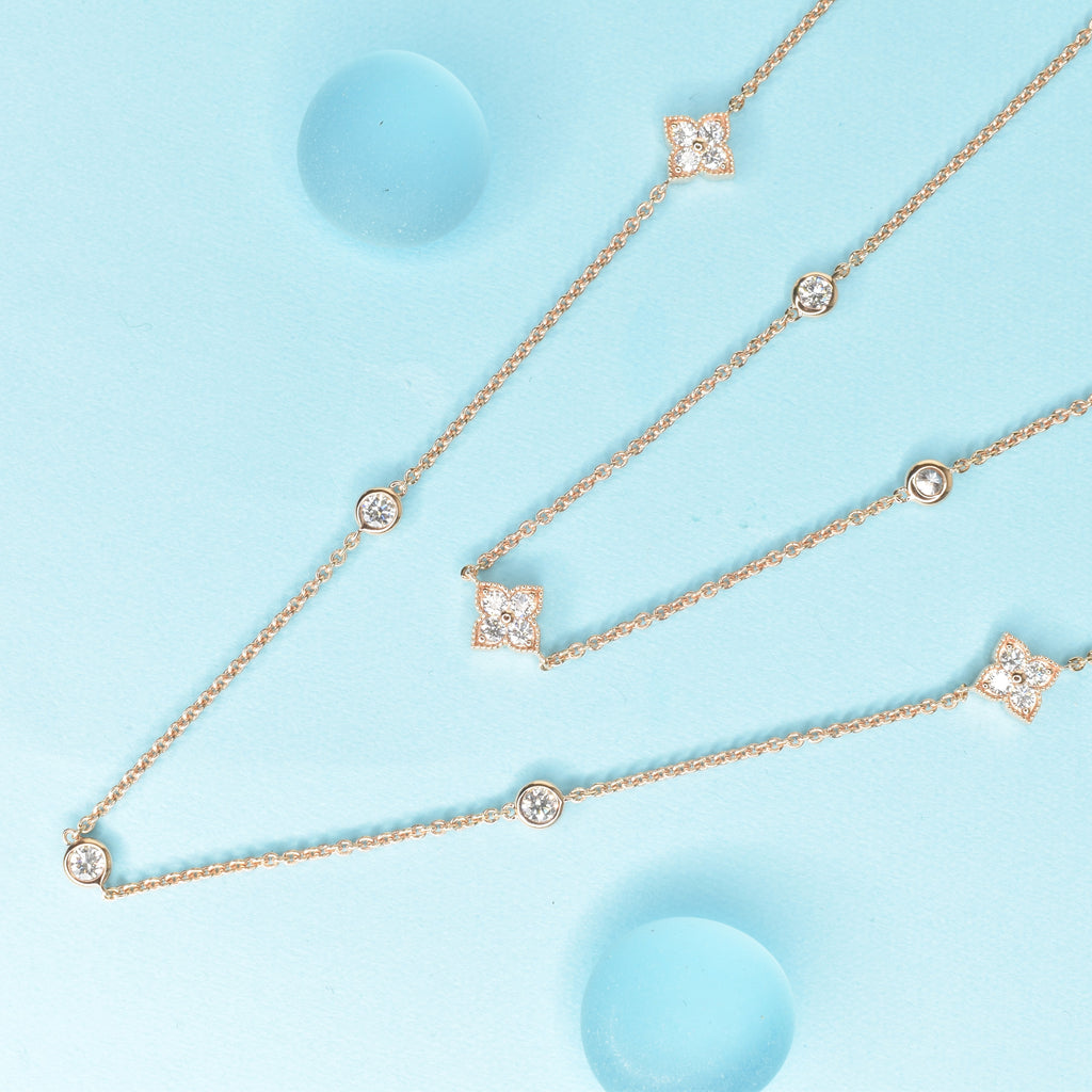 Diamond Clover Chain Necklace Long – NIYA K