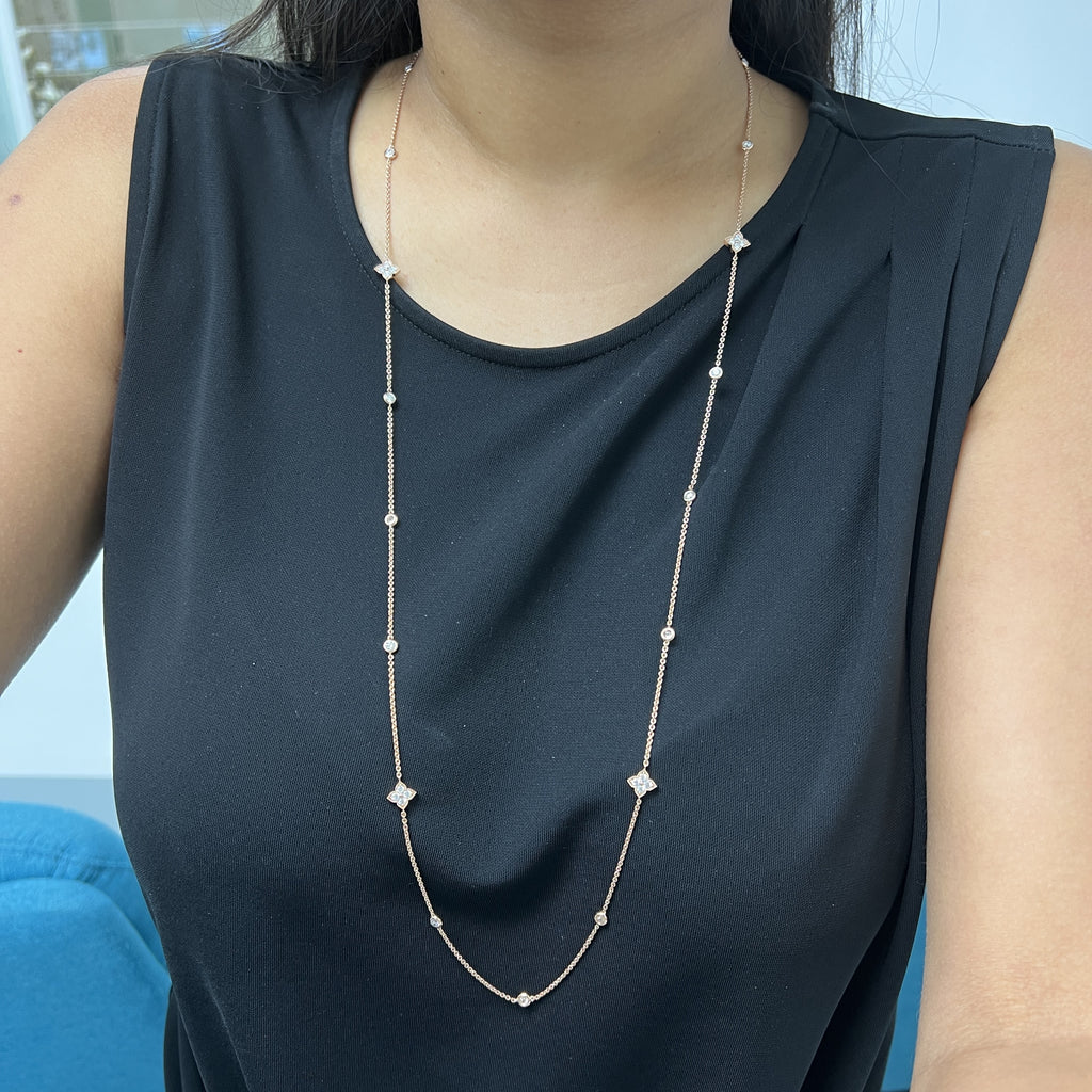 Diamond Clover Chain Necklace Long – NIYA K