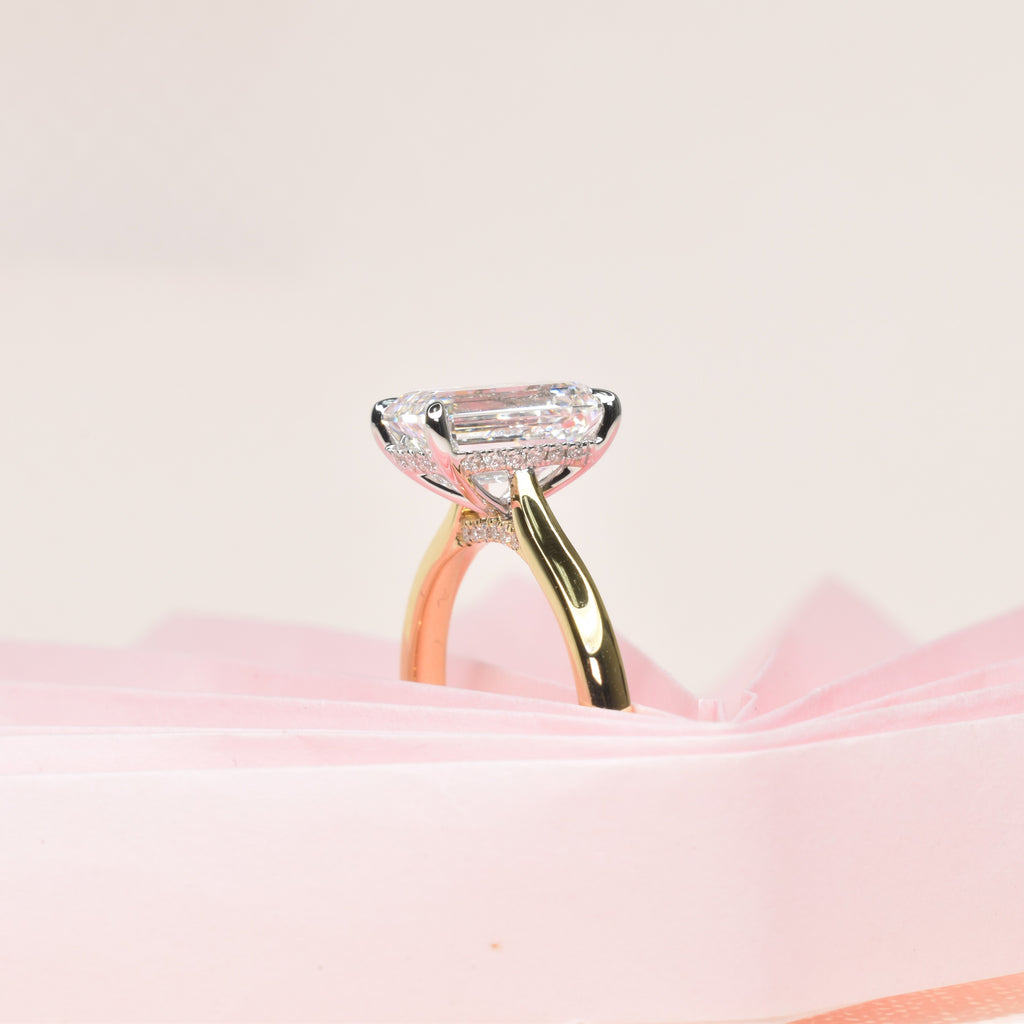 Emerald with Under Halo and bridge Diamonds – NIYA K