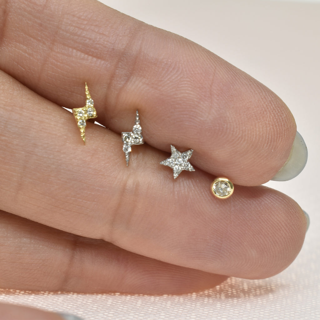 Solitaire Bezel Threaded Stud Earring – NIYA K