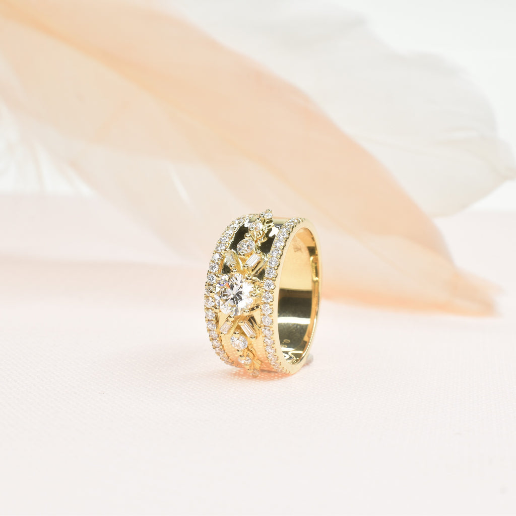 Wide band Pave Flower Ring – NIYA K