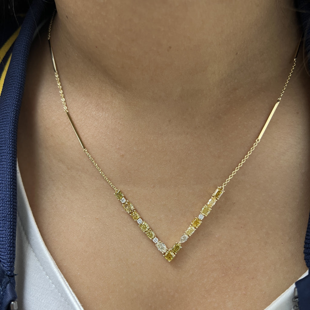V-Shaped Fancy Coloured Diamond Necklace – NIYA K