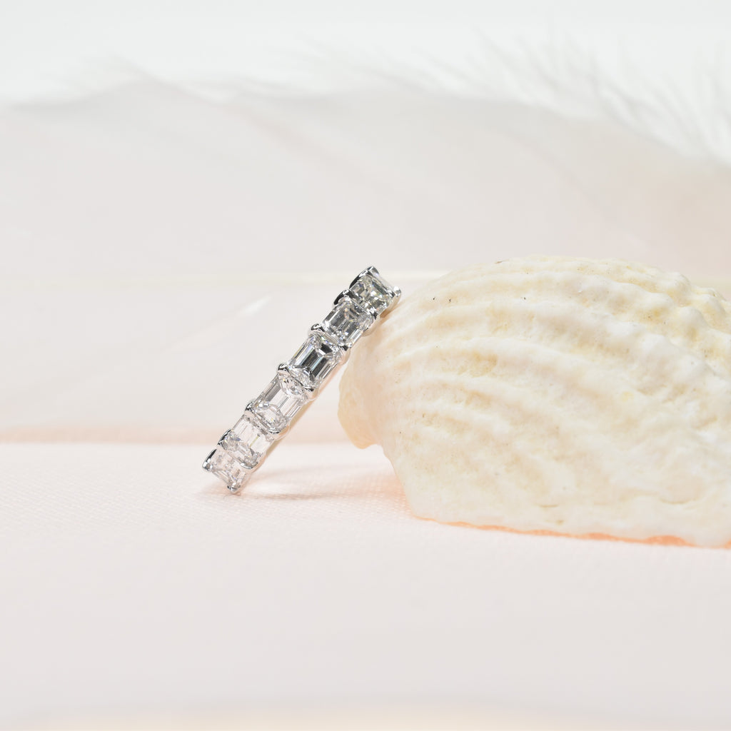 Sideways Set Emerald Cut Diamond Half Eternity Ring – NIYA K